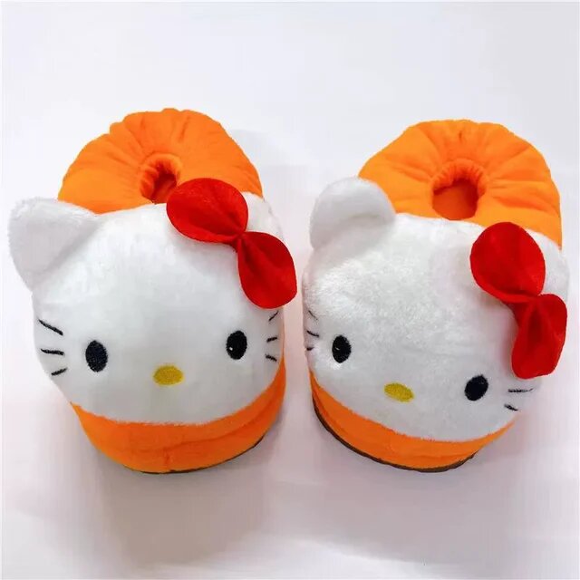 Теплые хлопковые тапочки Hello Kitty в стиле мультфильма Sanrio, осенне-зимняя домашняя обувь, плюшевые домашние тапочки для девочек, подарок на день рождения. Размер: Euro 35-40