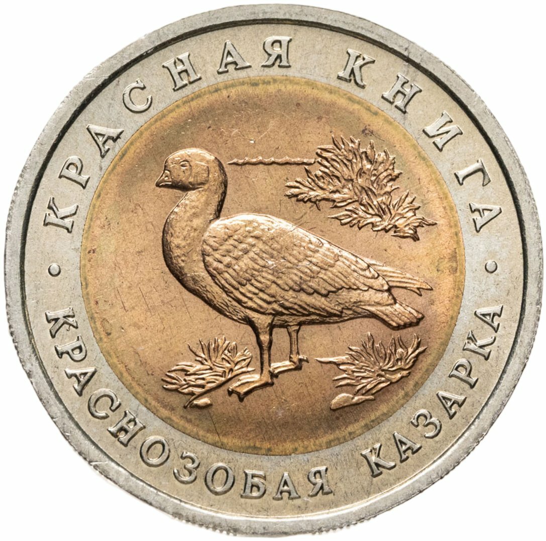 10 рублей 1992 ЛМД краснозобая казарка