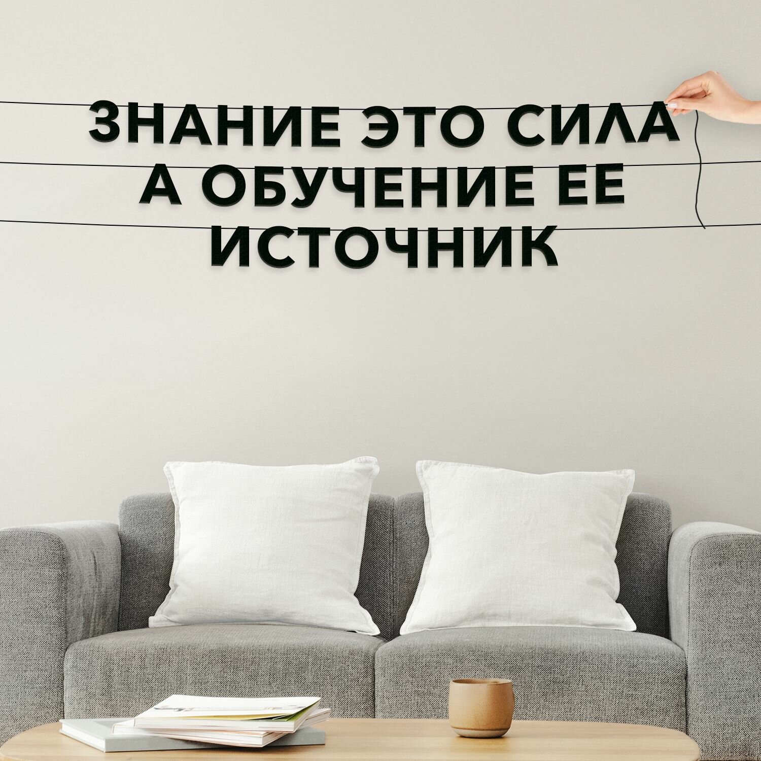 Гирлянда растяжка из букв, про образование - Знание это сила а обучение ее источник , растяжка буквенная.