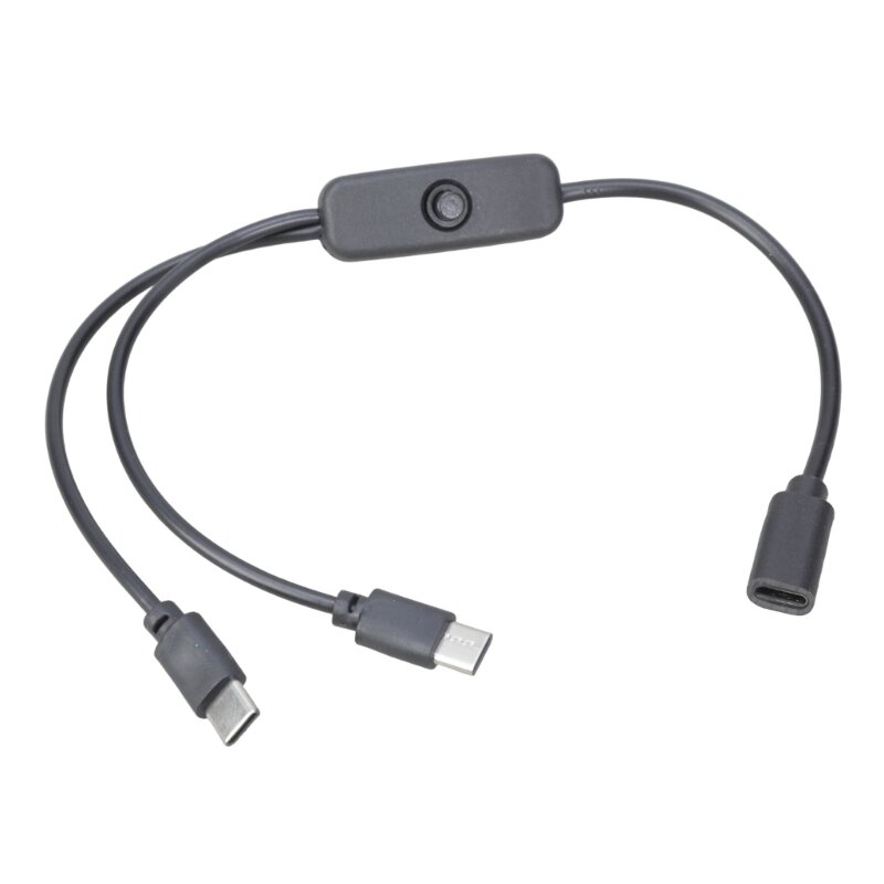 Двойной Порт USB C Кабель Зарядного Устройства с переключателями Длиной 32 см Двойной Порт Type C Splitter Зарядный Шнур Пластиковый для Устройств с напряжением 5 В