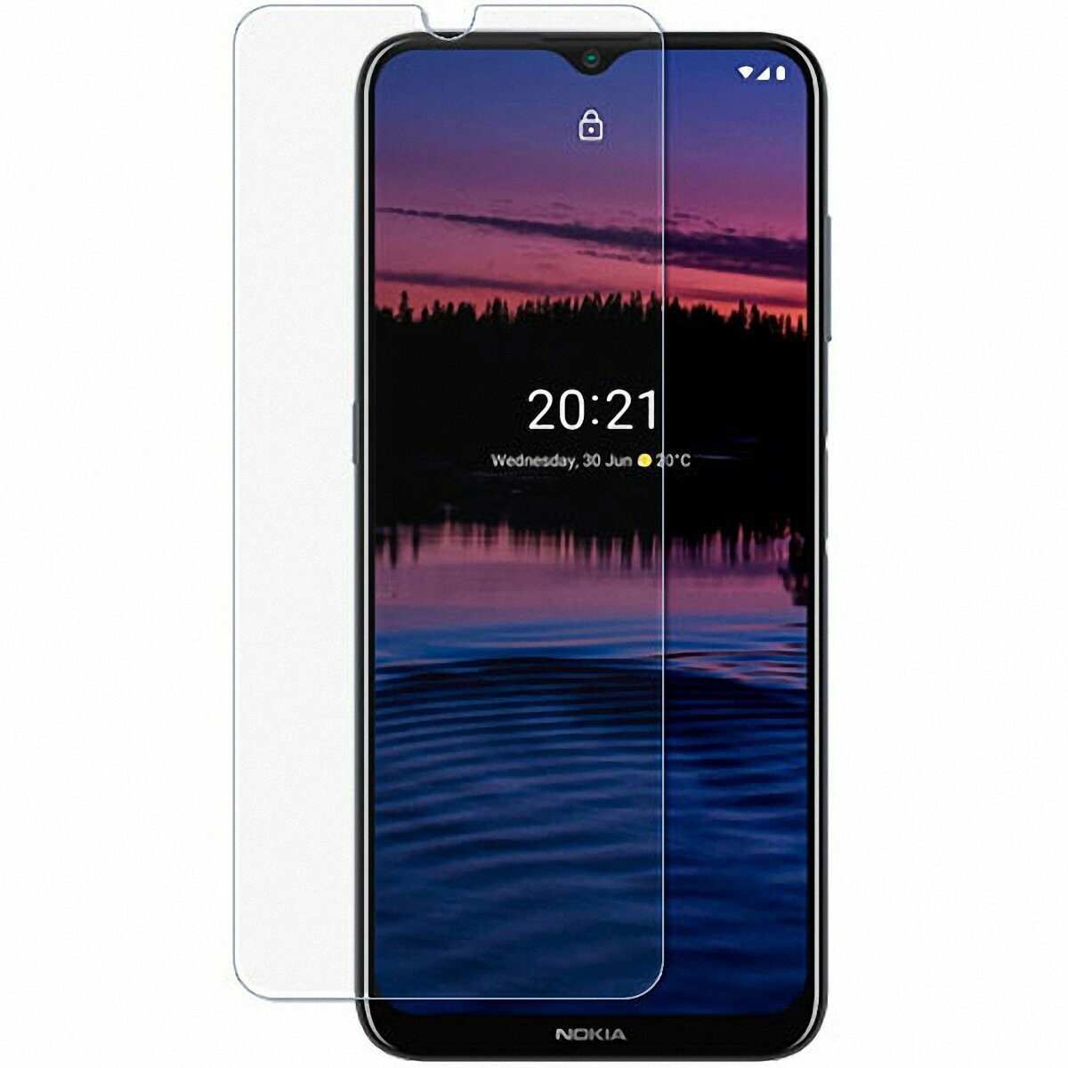 Защитное стекло для Nokia G20 прозрачное на плоскую часть экрана