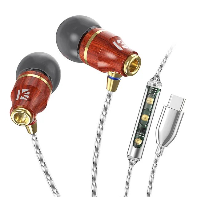Проводные внутриканальные наушники KBEAR KW1 из грушевого дерева, Hi-Fi, высокое разрешение, разъем Type-C 3,5 мм, совместимы с разъемом Lightning для iPhone.