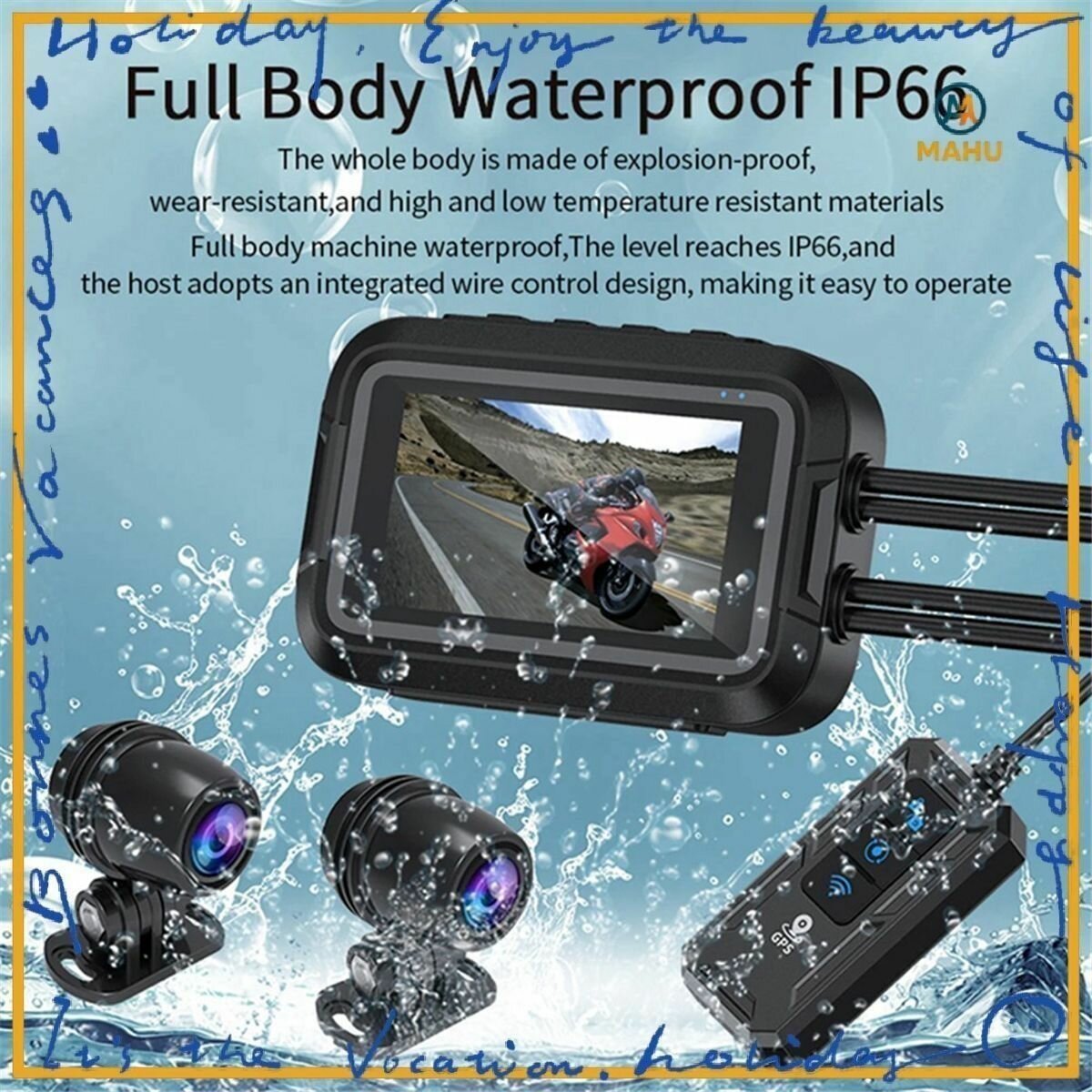 Видеорегистратор Для Мотоцикла V9, Передняя И Задняя Камера Wi-Fi 1080P A