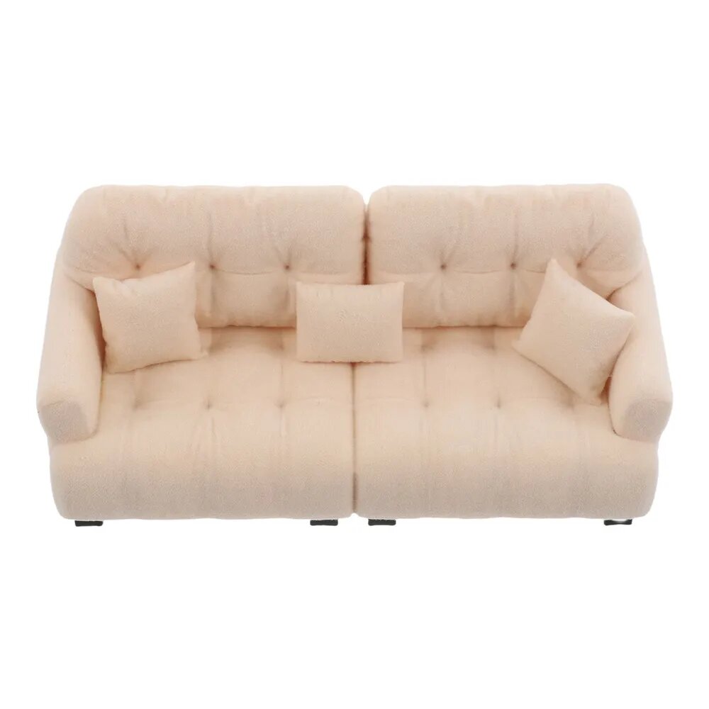 Плюшевый мини диван из пла для оформления гостиной в кукольном домике