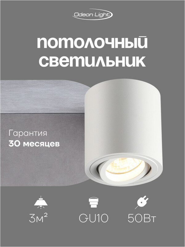 Потолочный накладной светильник ODEON LIGHT TUBORINO 3567/1C GU10 50W белый