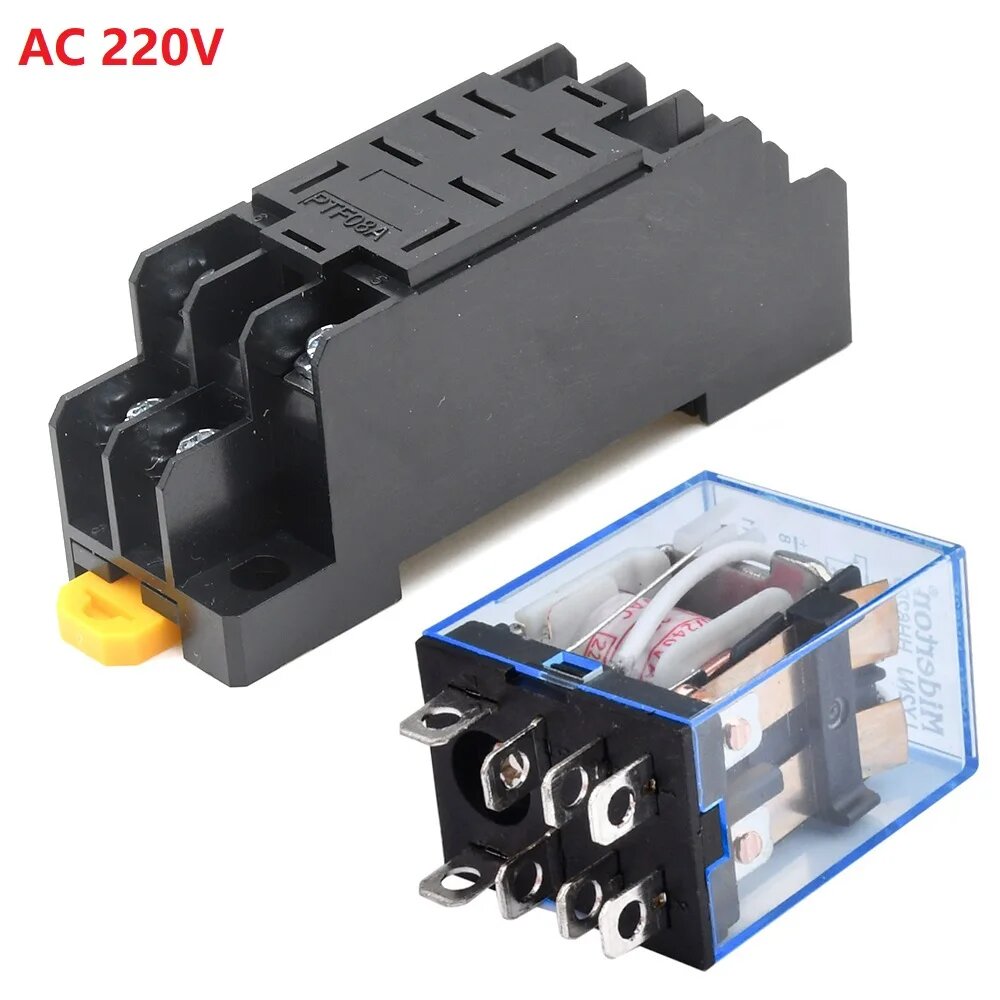 Dmyond Силовое реле 12В/24В/220В 8-контактное 10А AC 220V With Socket