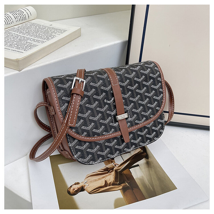 Классическая сумка-мессенджер Goyard, сумка-седло из кожи с узором личи, женская сумка через плечо с принтом, новая модель.