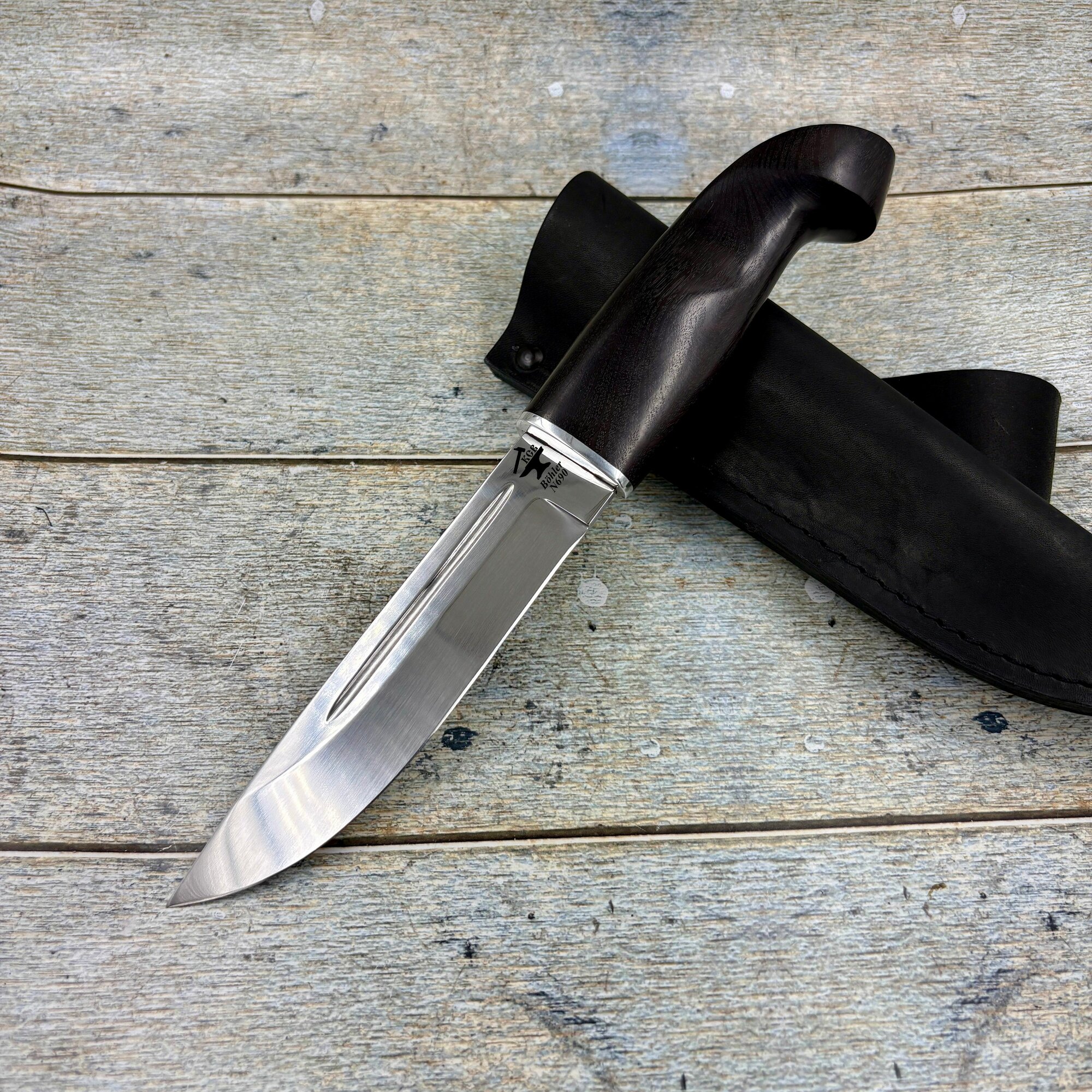 Нож Пуукко N690 черный граб