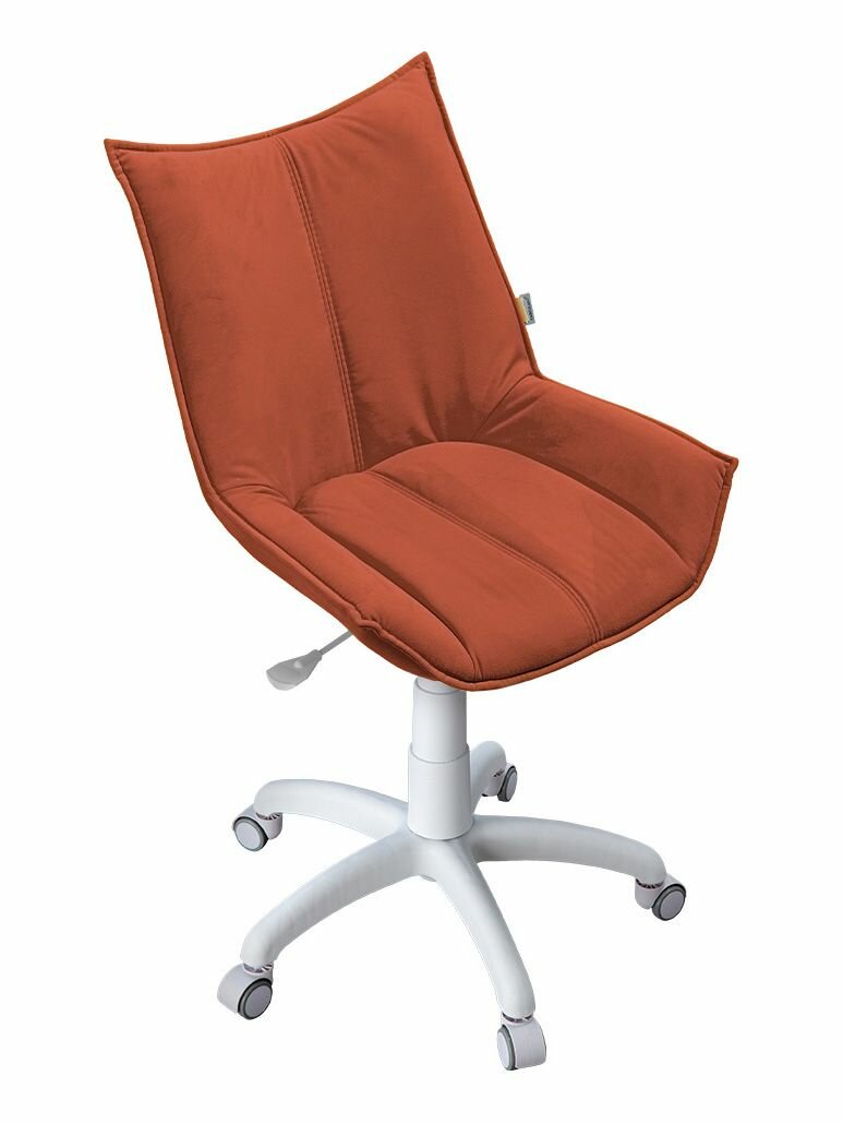Офисное, компьютерное кресло Осло Джи без подлокотников, 60х63х83.5 см, Терракотовый, велюр / Белый, металл/пластик