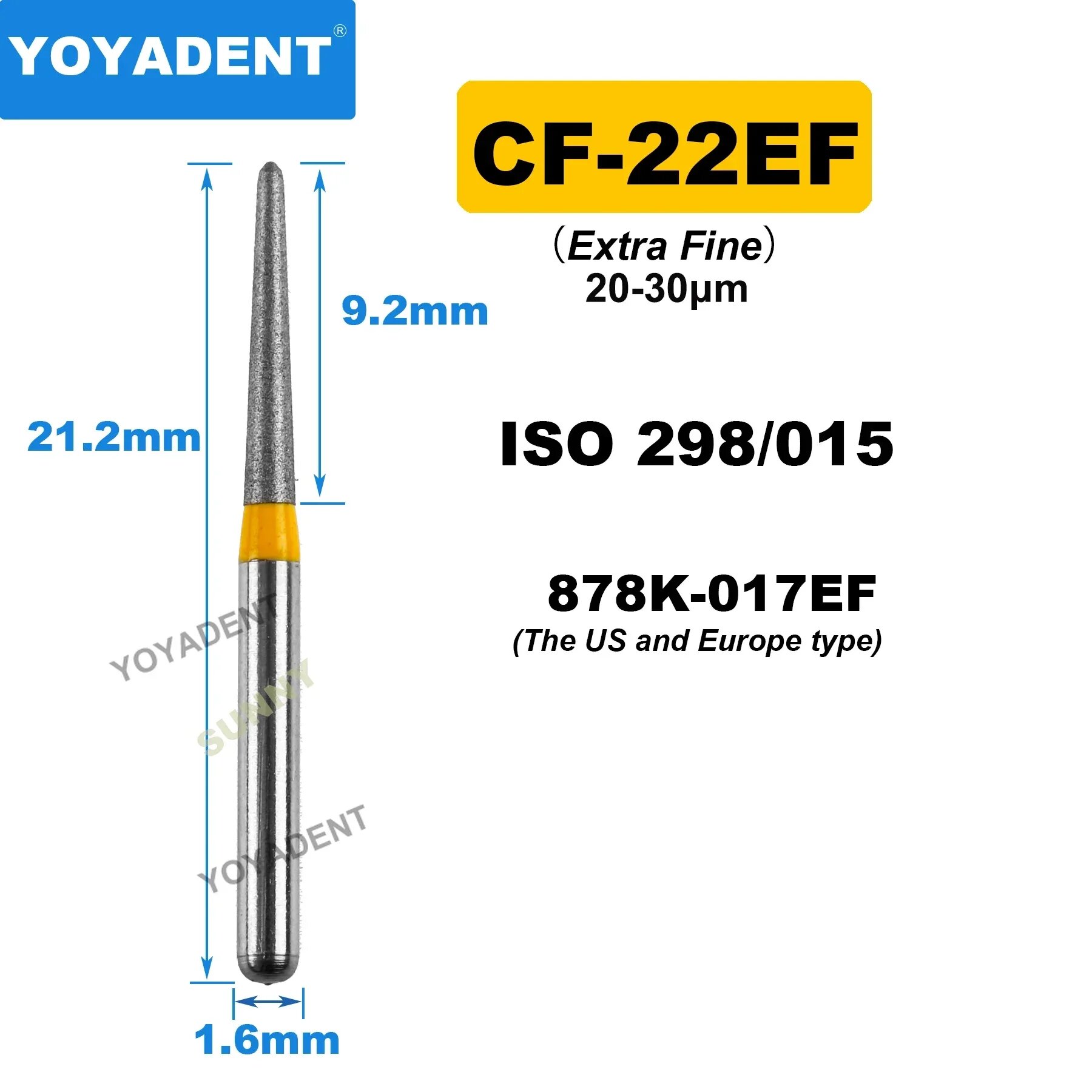 YOYADENT CF-22EF конический алмазный бур 1.6 мм