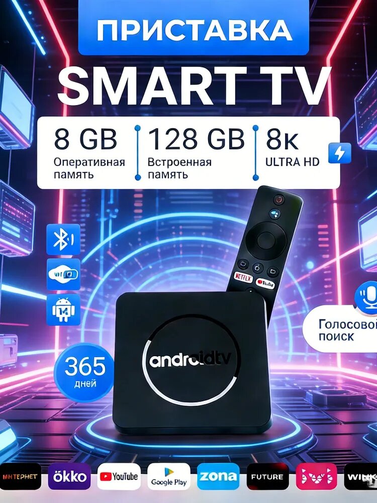 ТВ приставка Android TV 8K Ultra HD Смарт ТВ приставка