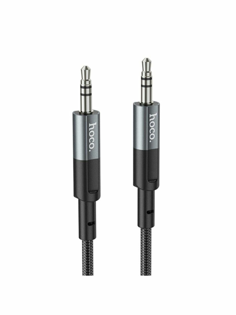Hoco UPA23 Аудиокабель AUX 3.5Jack - 3.5Jack угловой, серый металлик