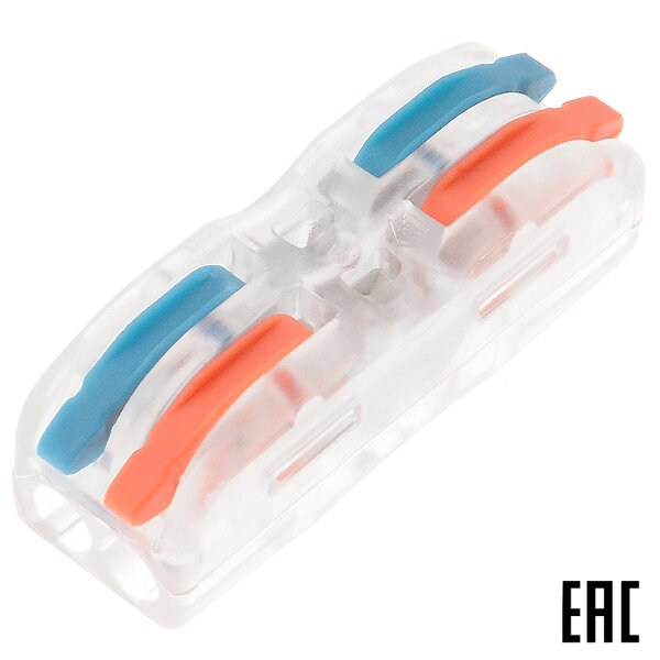 Зажим VSE-422W безвинтовой 2 пары х(0,08-4,0)кв. мм проходной прозрачный (18 шт. в комплекте)