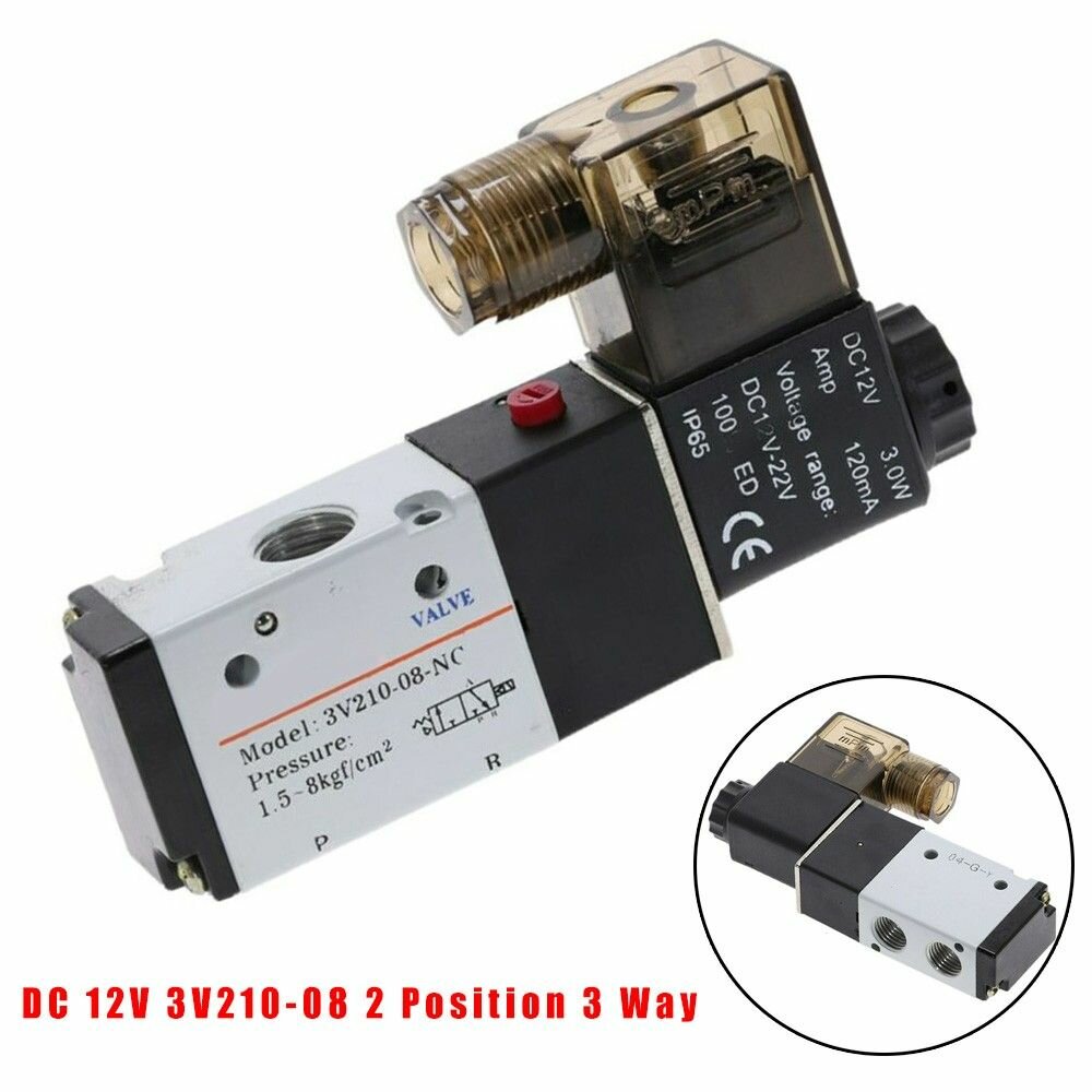 DC 12V 3V210-08 2-позиционный 3-ходовой 1/4 PT пневматический электромагнитный клапан 0,15-0,8 МПа