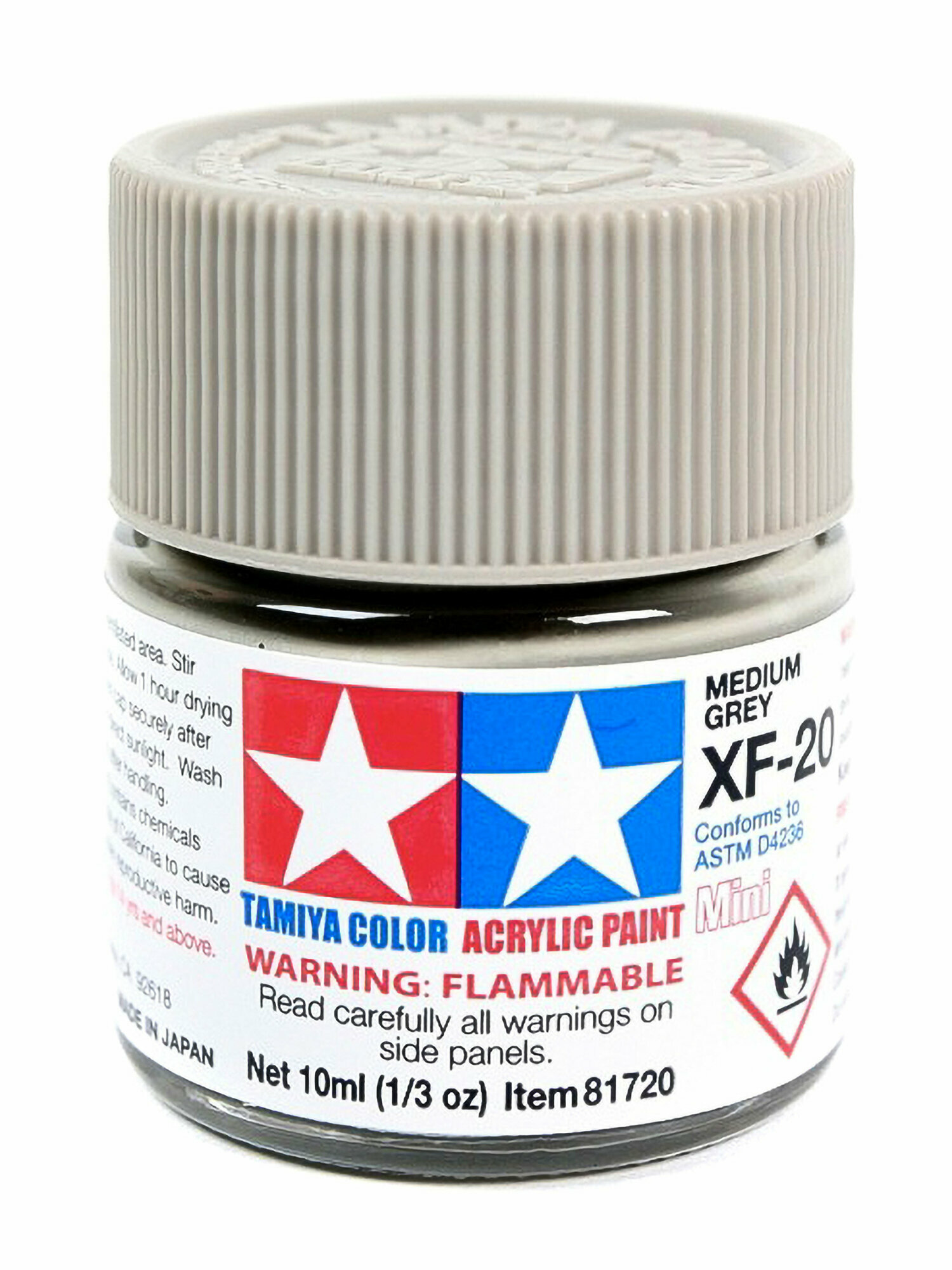Краска акриловая Tamiya Color XF-20 Medium Grey 81720 средняя серая матовая, 10 мл