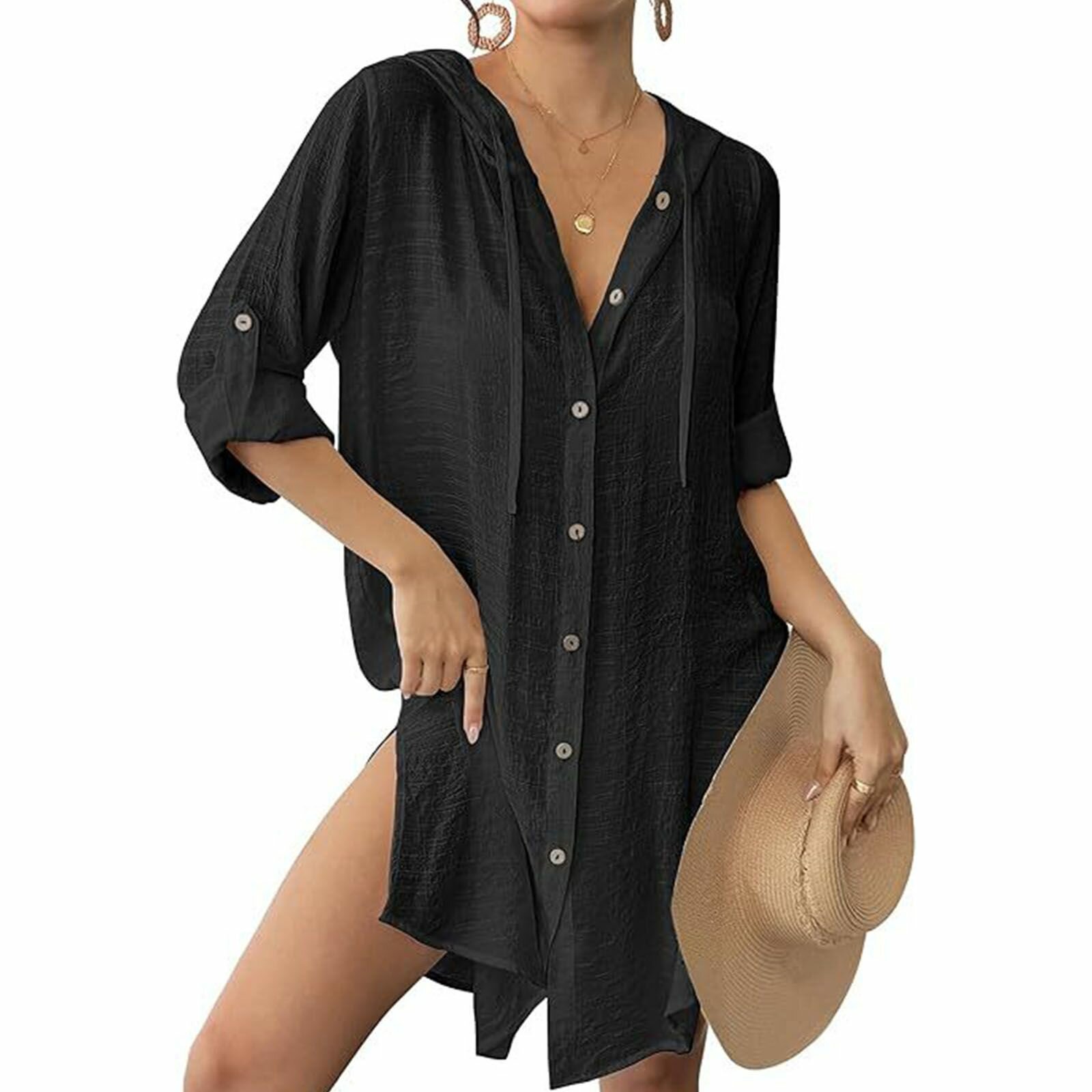 Практичная рубашка с капюшоном для защиты от солнца