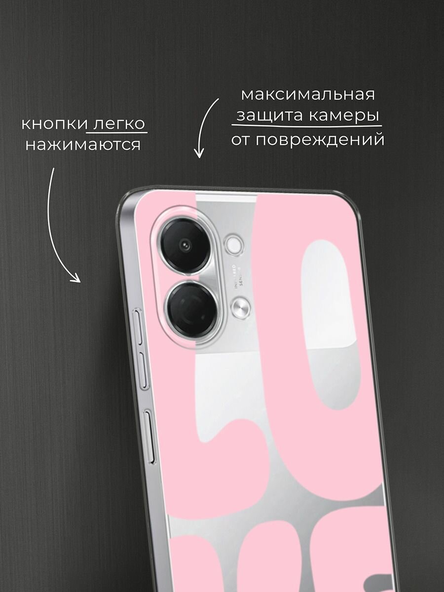 Чехол на Tecno Spark Go 3 / Текно Спарк Го 3 с принтом LO VE, прозрачный — фото 1
