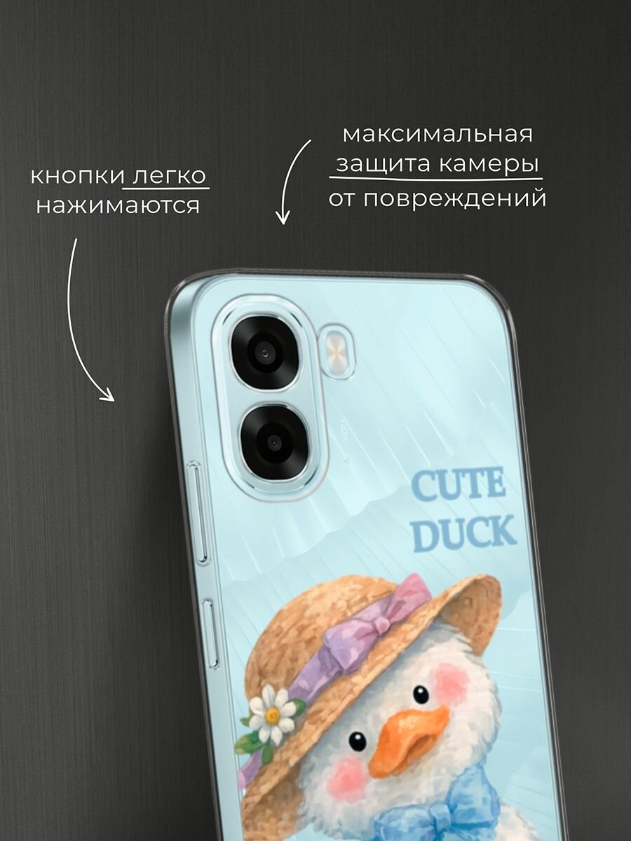 Чехол на Oppo A6x / Оппо A6x с принтом Cute duck, прозрачный — фото 1