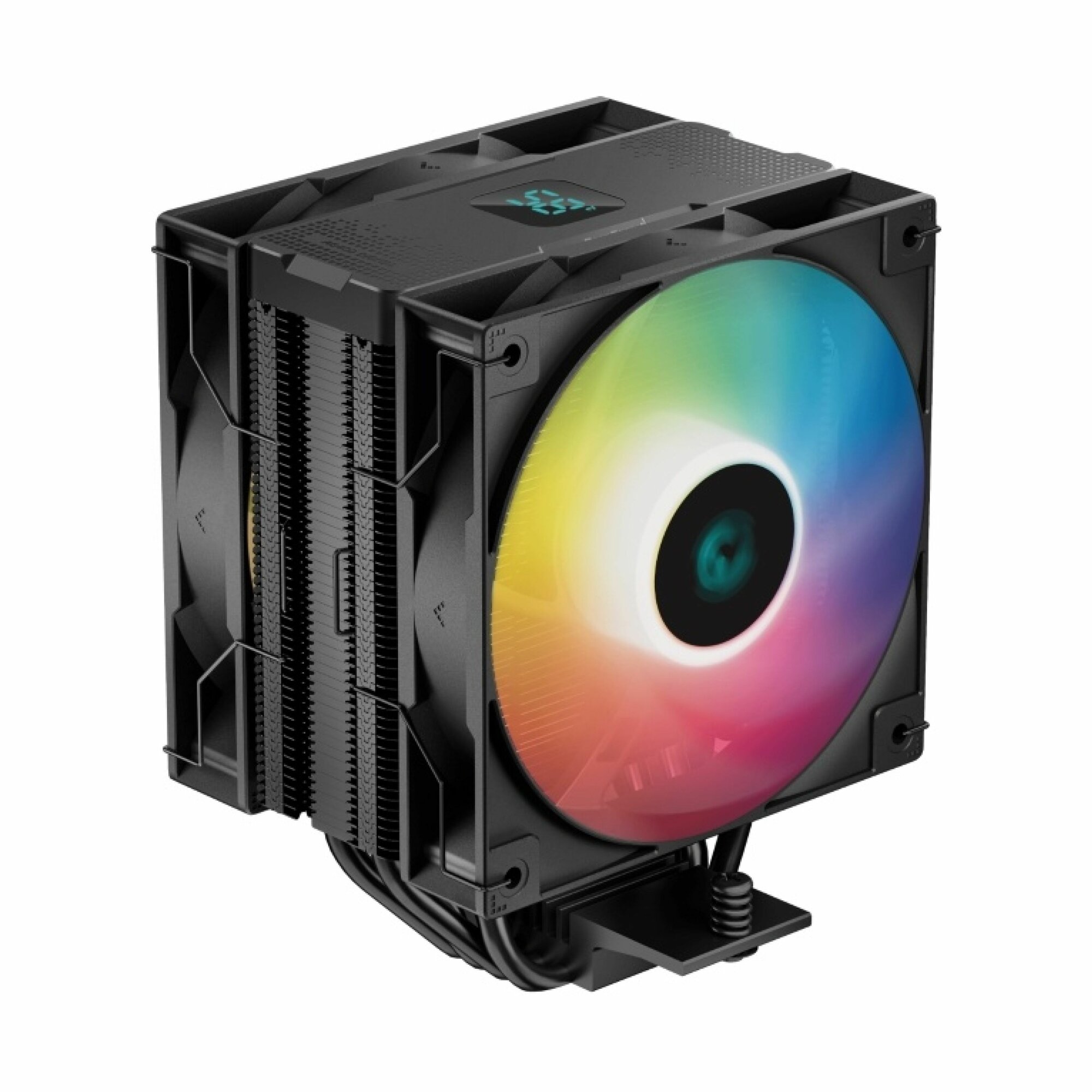Кулер для процессора DEEPCOOL AG400 DIGITAL PLUS LGA1700/1200/115X/AM5/AM4 (TDP 220W, PWM, DUAL ARGB Fan 120mm, 4 тепл. трубки, черный)