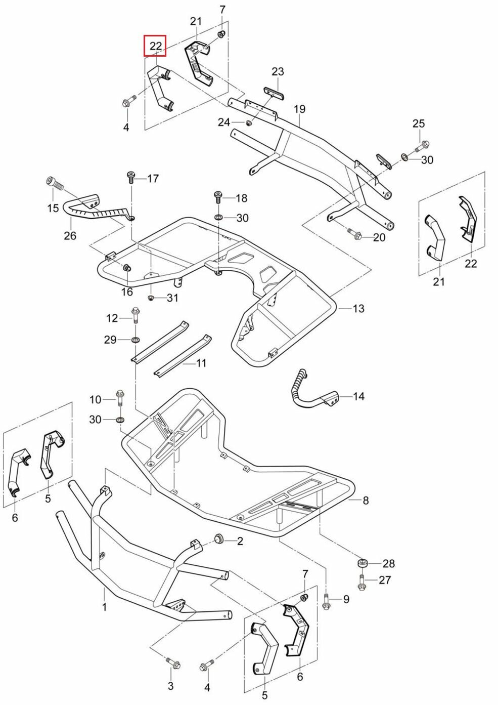 P212001821050000 Заглушка усилителя заднего бампера для Hisun TACTIC HS1000ATV