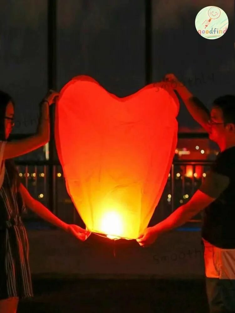 Летающие фонарики в форме сердца, 2 шт