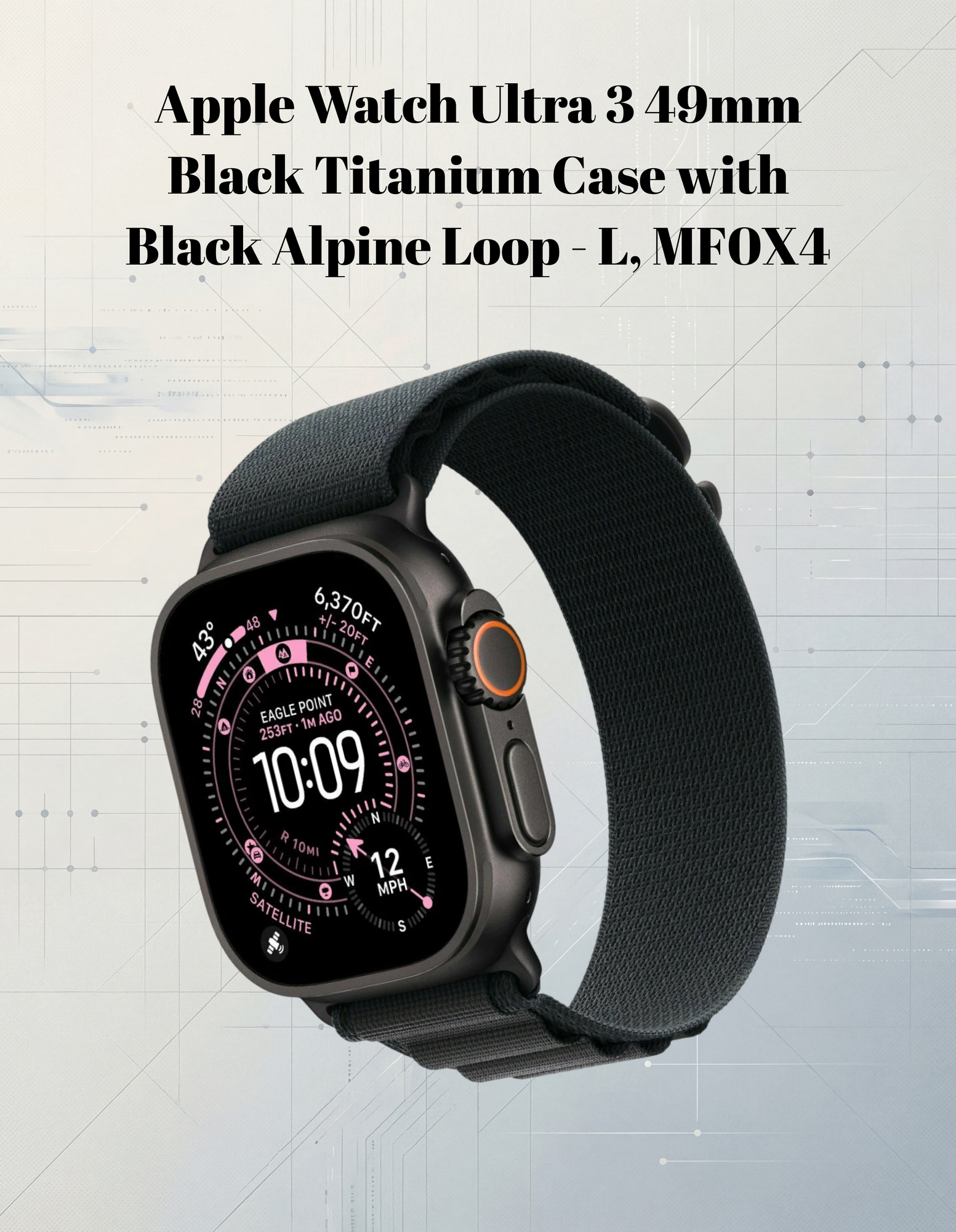 Умные часы Apple Watch Ultra 3 49mm Black Titanium Case with Black Alpine Loop - L, MF0X4