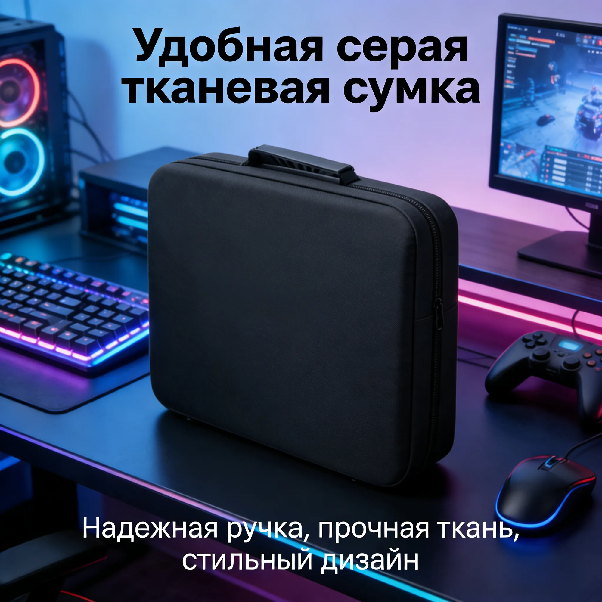 Сумка чехол для игровой приставки PS5 Slim, черный кейс