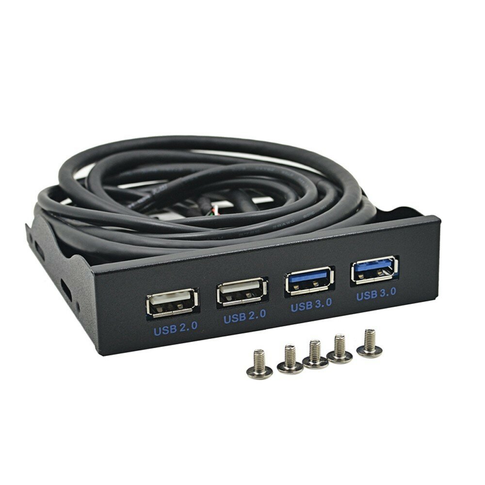 Панель передняя USB3.0 для отсека дисковода 3.5" (19PIN/9pin), 4 порта (USB3.0 + USB2.0)