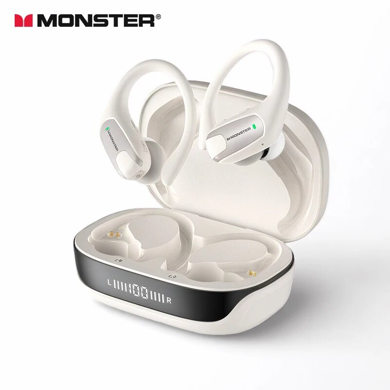Monster In-Ear Air Conduction Sports Wireless Headphones OWS Bluetooth 5.3 White