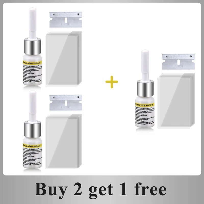 Набор Для Ремонта Лобового Стекла Автомобиля: Удаление Трещин, Устранение Царапин, White 3Pcs