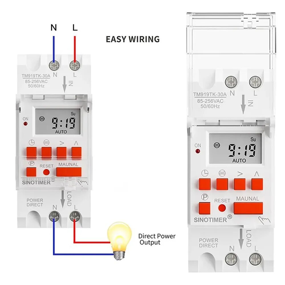Астрономический таймер-реле на DIN-рейку с питанием 85 265 В переменного тока, 30 А