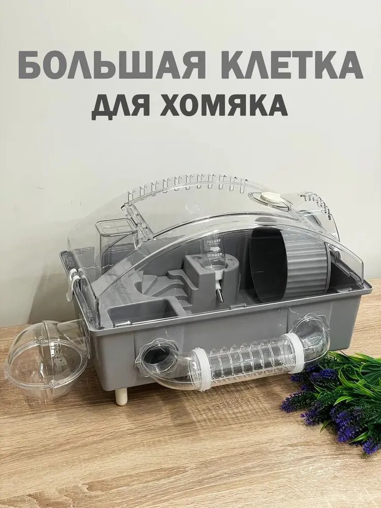 Прозрачная клетка-дюна для хомяка, серый цвет