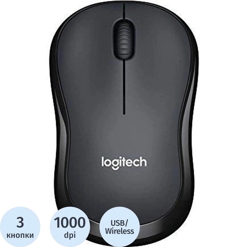 Мышь компьютерная Logitech B175 черн. 1000dpi беспр. USB 2but(910-004332)