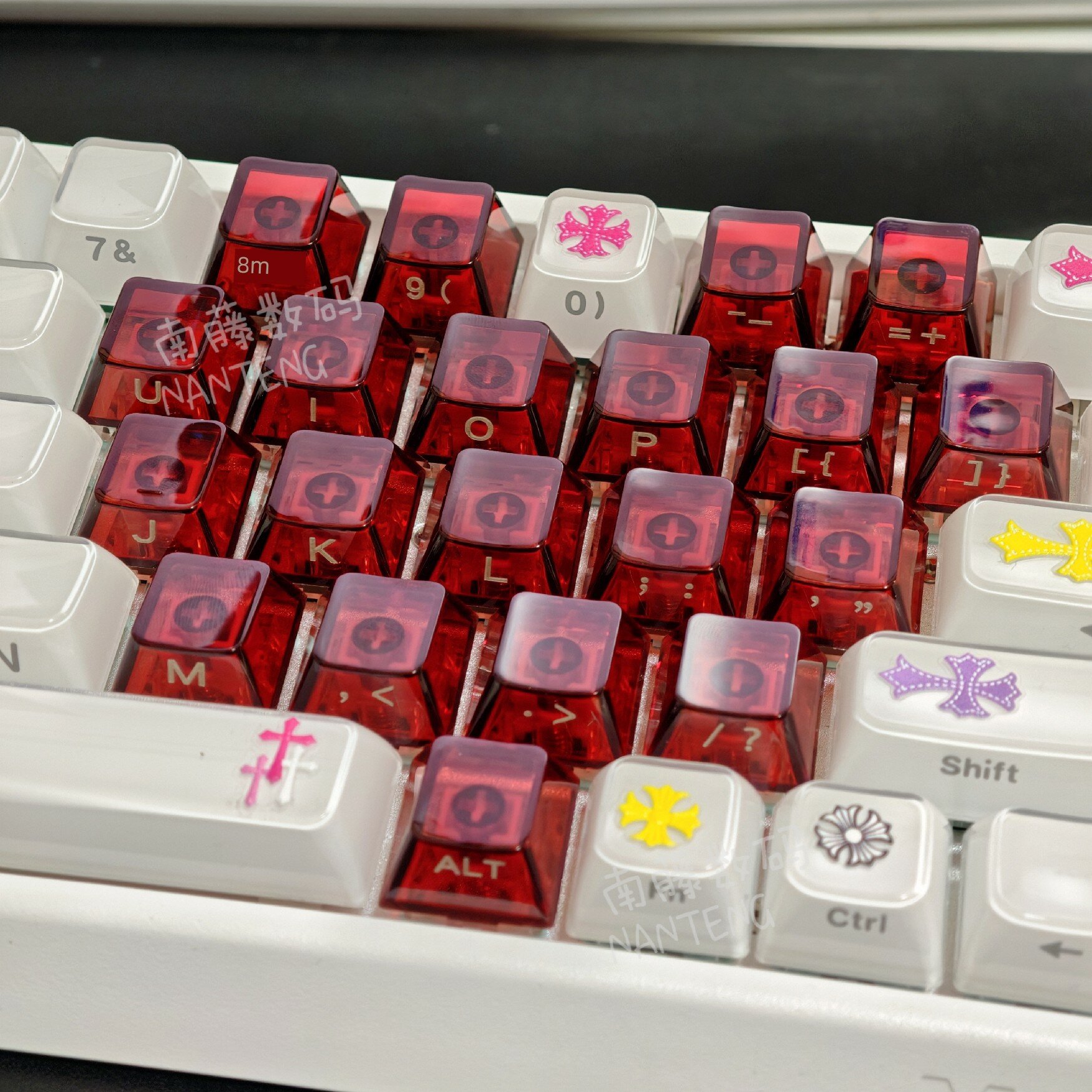 Прозрачные кейкапы с любовной тематикой, с буквами, черно-белая гравировка, оригинальная высота, магнитный