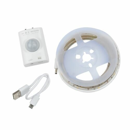 Светодиодная лента Uniel ULS-R21-2,4W/4000K/1,0M/RECH SENSOR Smart Light, 1м, IP65. Li-Ion 1100 мАч, в/к