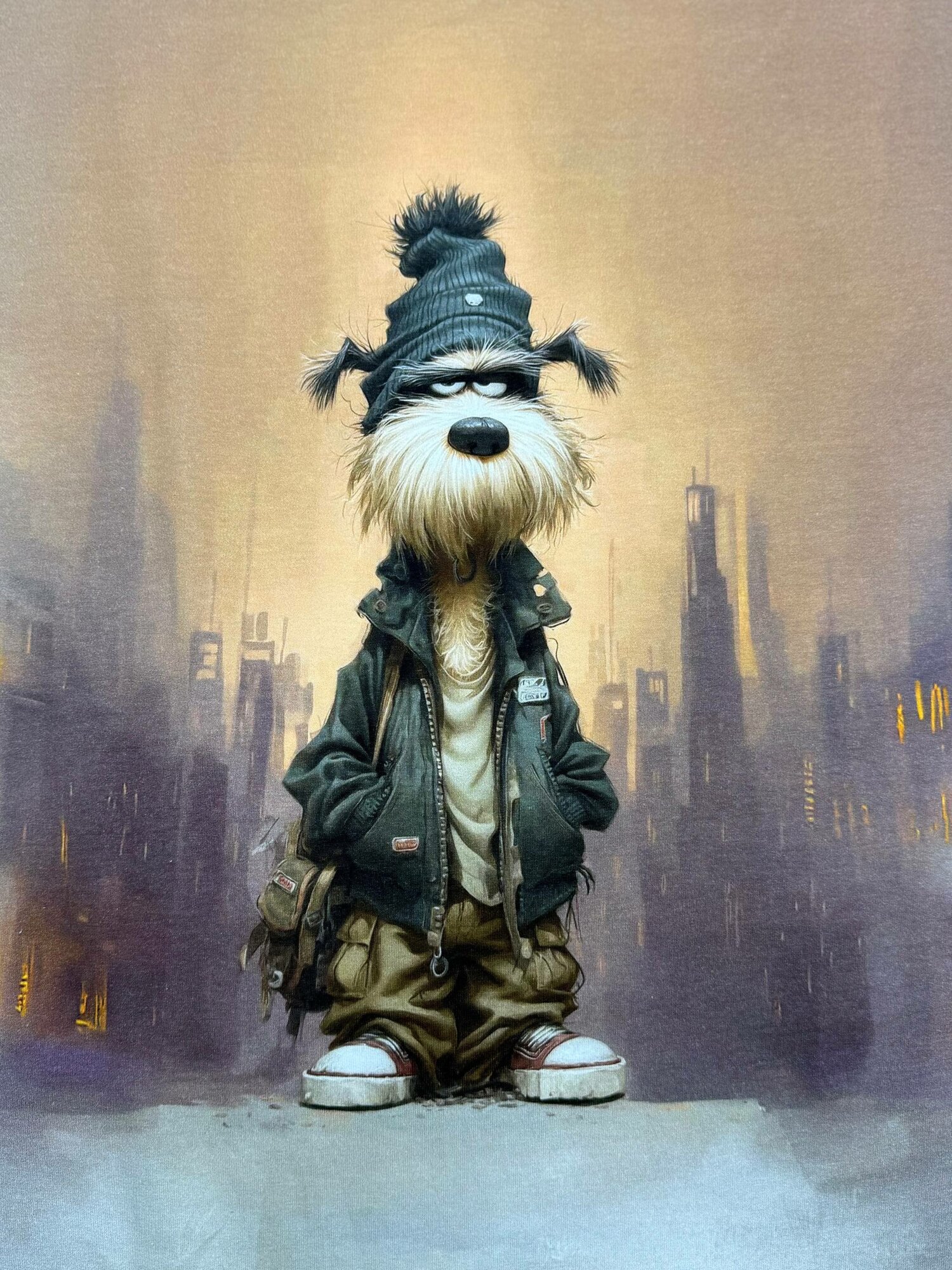 Ткань Футер 2-х нитка с диджитальным принтом Собака 60х75 / передняя полочка