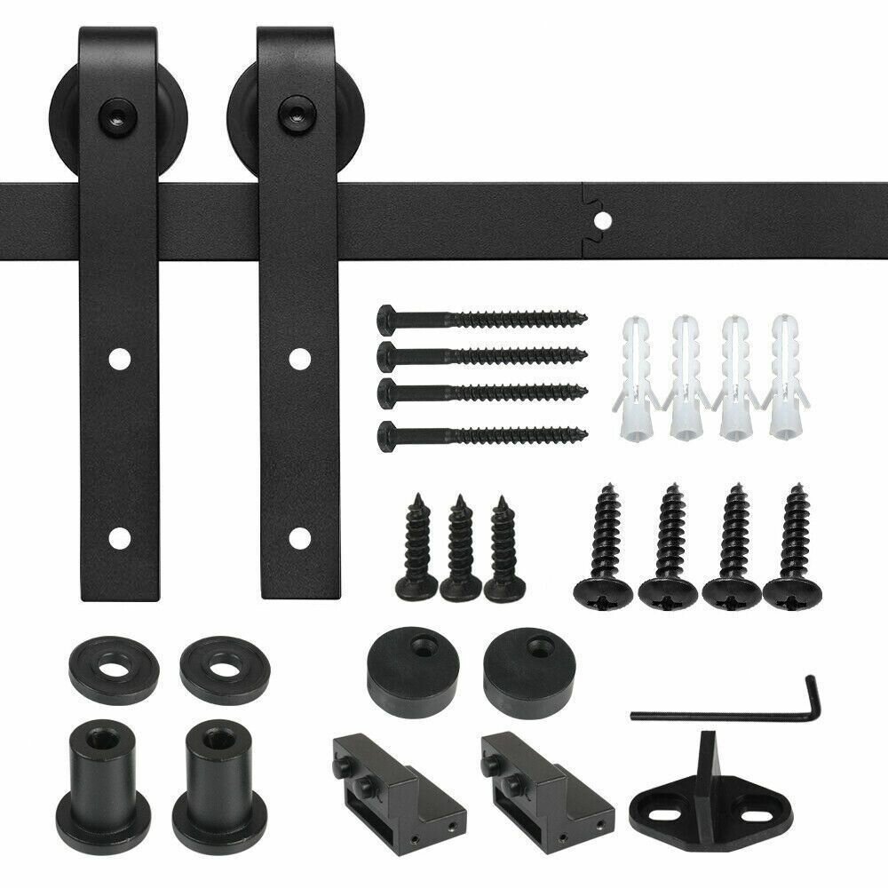 Раздвижная система-90cm Комплект фурнитуры дверь J-образный трек с подвесом, Амбарный механизм для подвесной двери с нижним фиксатором в стиле LOFT