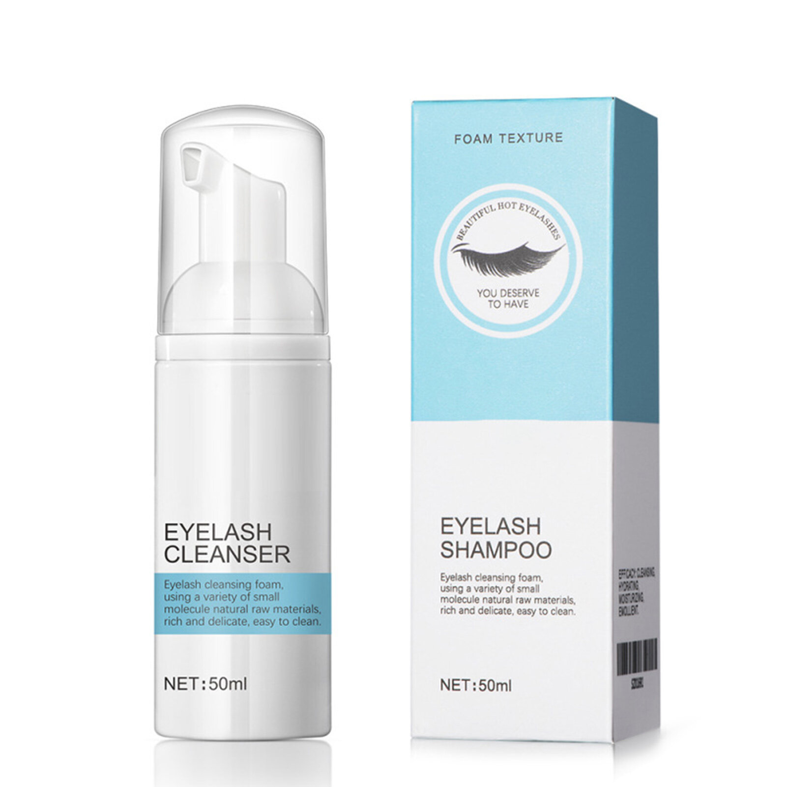 Lakerain Eyelash Wash Cleanser Шампунь 50 мл Пенка для очищения ресниц и бровей для наращенных и натуральных ресниц Безопасное средство для снятия макияжа и туши