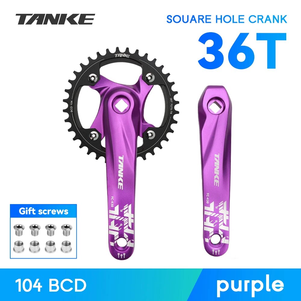 Шатуны TANKE 36T, 104 BCD, фиолетовые