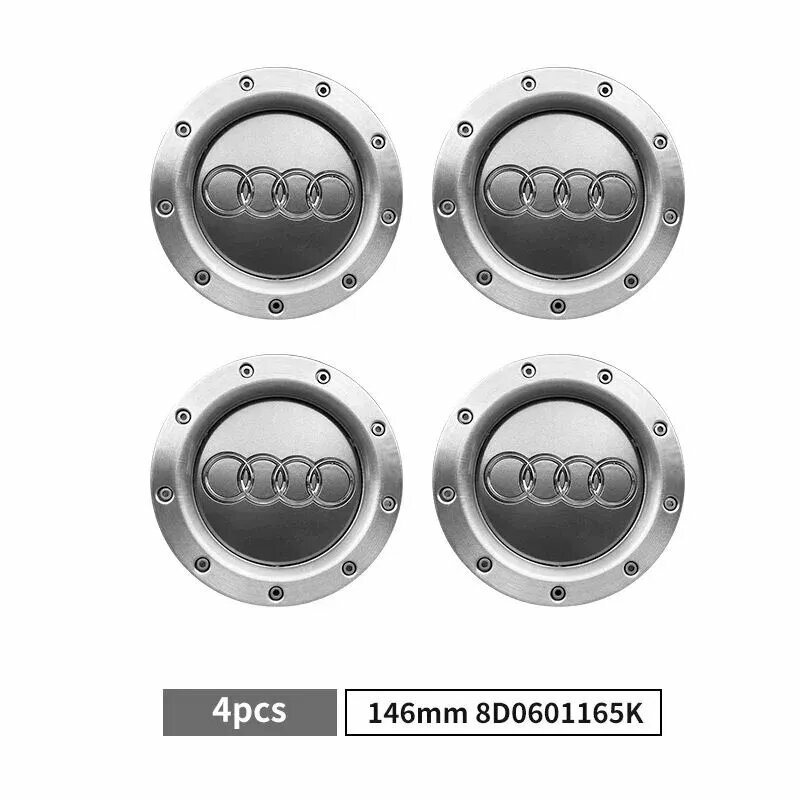 4 шт. 146 мм серые центральные колпаки для колес из сплава, колпаки для дисков, колпаки для ступиц 8D0601165K для Audi TT A2 A3 A4 A8 S6 Q5 Q7 RS6, аксессуары с логотипом автомобиля