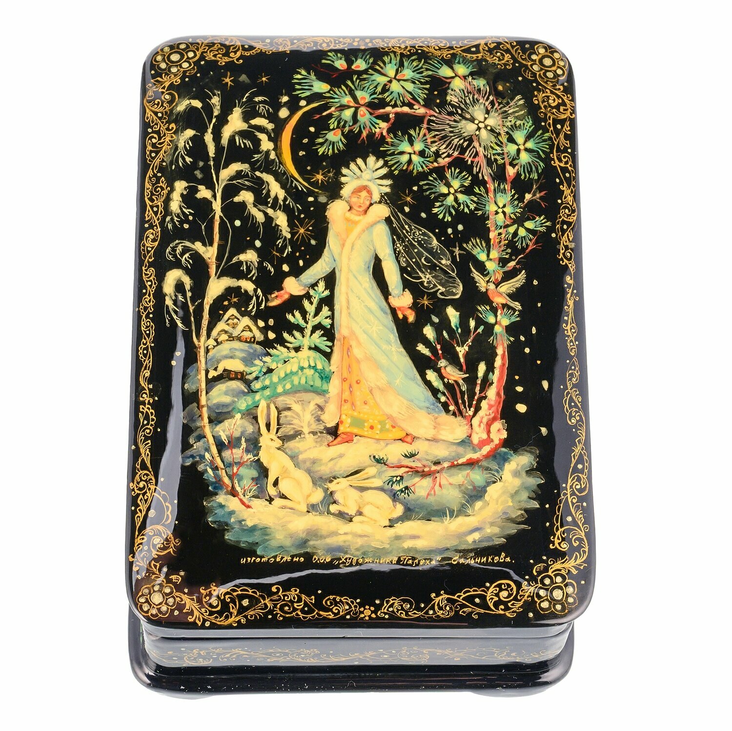 208475/13*9см Лаковая миниатюра Палех шкатулка "Снегурочка" Сальникова