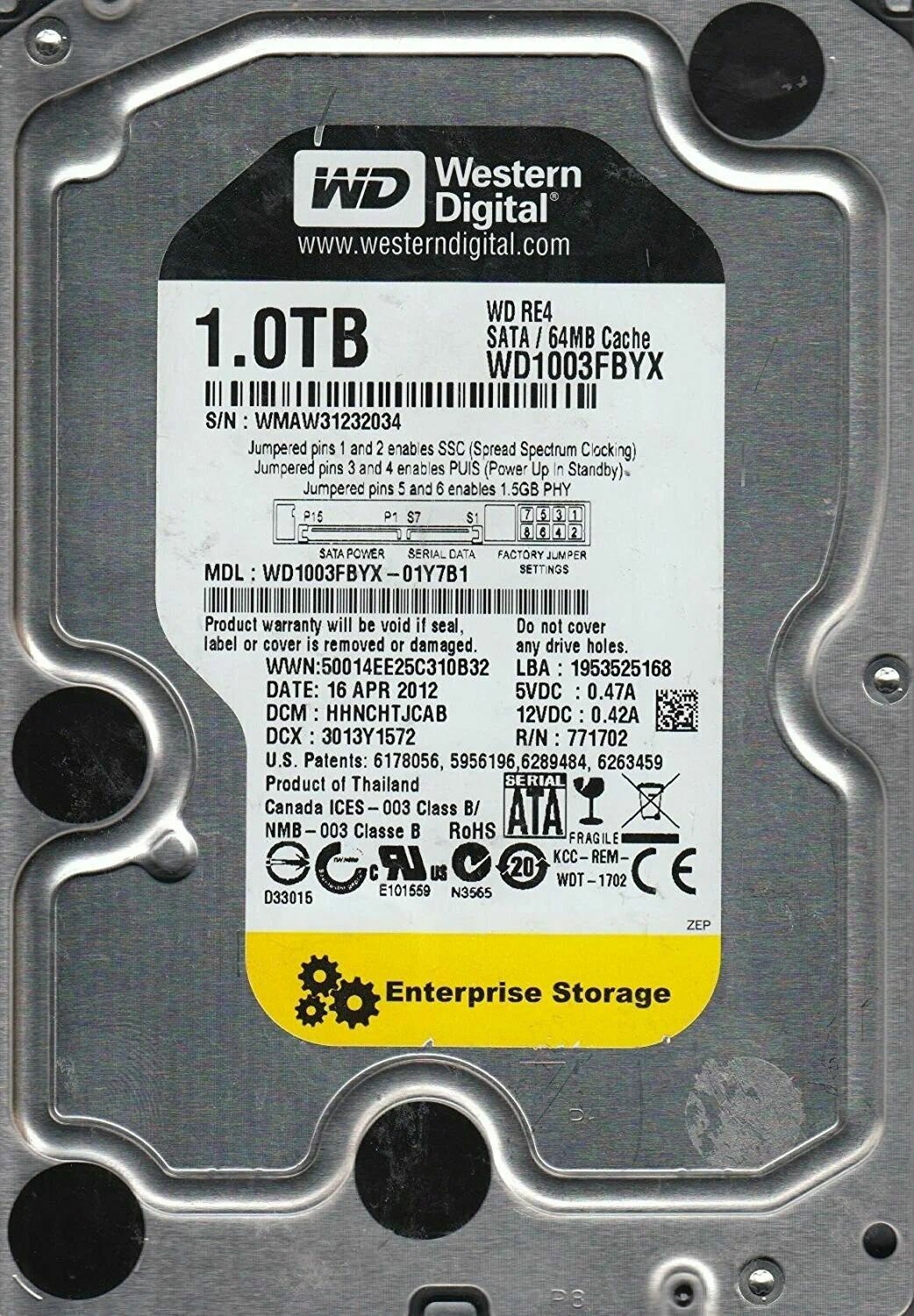 Western Digital 1 ТБ Внутренний жесткий диск (WD1003FBYX)