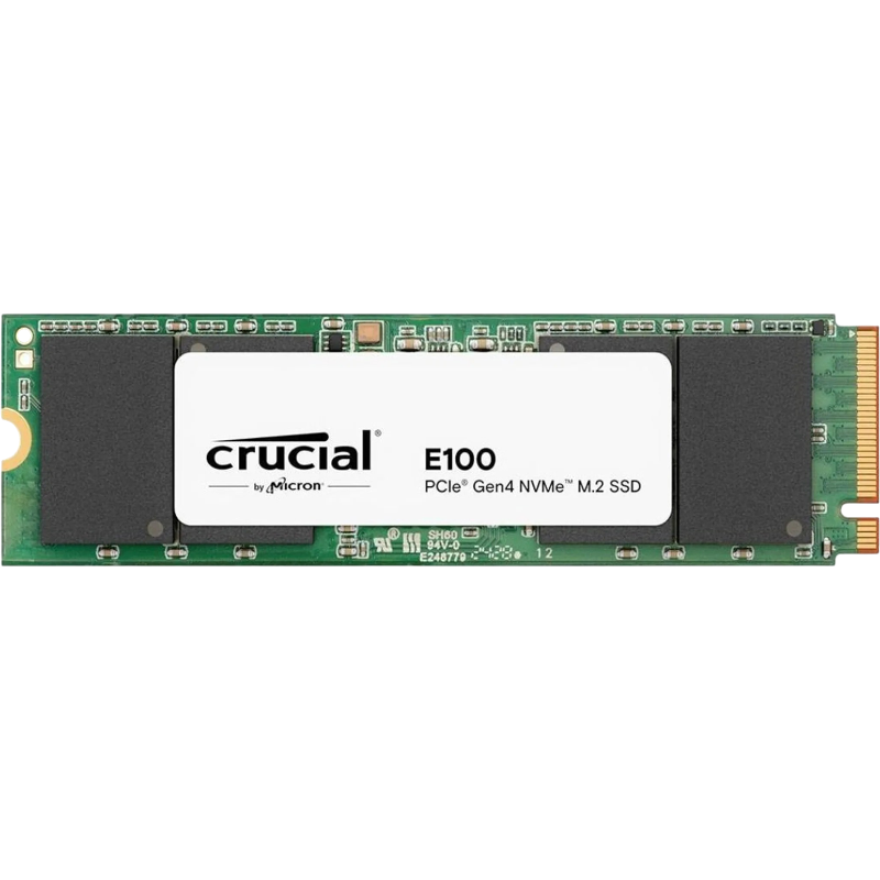 SSD Crucial E100, 1 ТБ, M.2 (22×80 мм), NVMe, PCIe 4.0 x4, скорость чтения 5000 МБ/с, записи 4500 МБ/с
