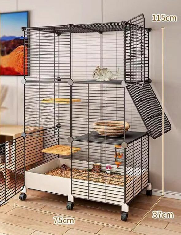 Клетка на колёсах для шиншилл, кроликов и белок. Размеры: 115 * 75 * 37 см.