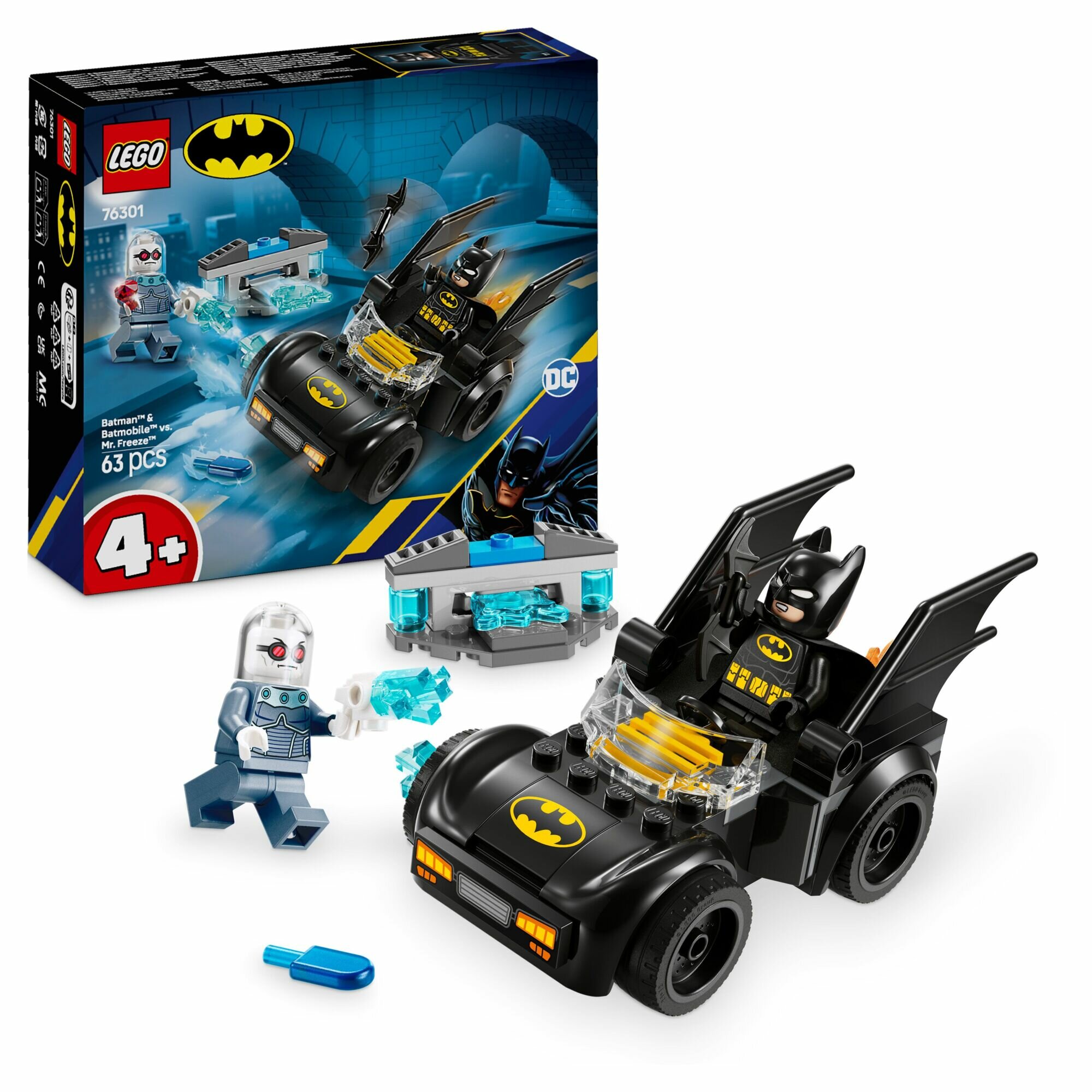 Конструктор LEGO Super Heroes DC 76301 Бэтмобиль Бэтмена против мистера Фриза, 63 дет.