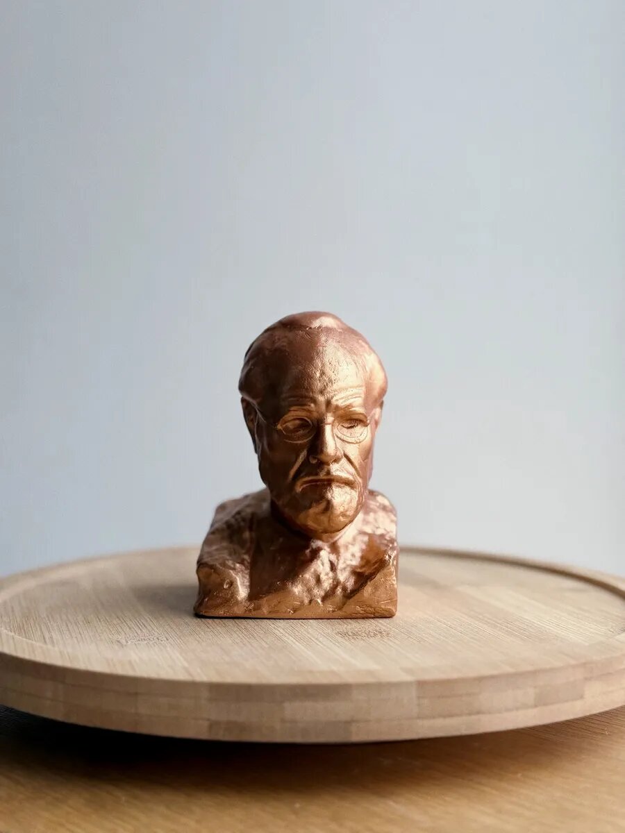 Статуэтка Бюст Фрейда, 11 см, из гипса, ручная работа, в цвете — фото 1