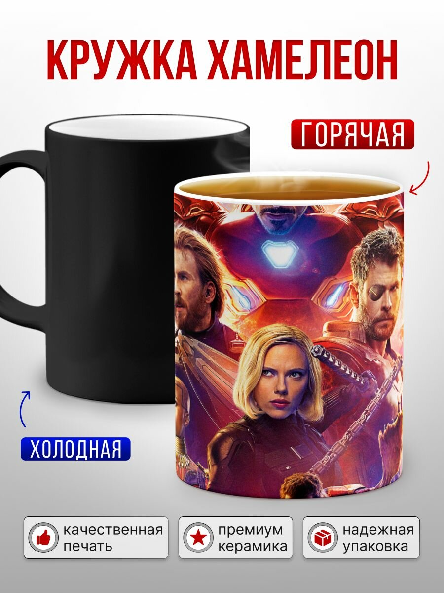 Кружка хамелеон Марвел Marvel, 330 мл, 1 шт.