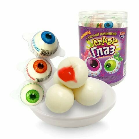 60 шт. Мармелад "Crazy Глаз" с кислой начинкой, 10 г, канди клаб, MAR055
