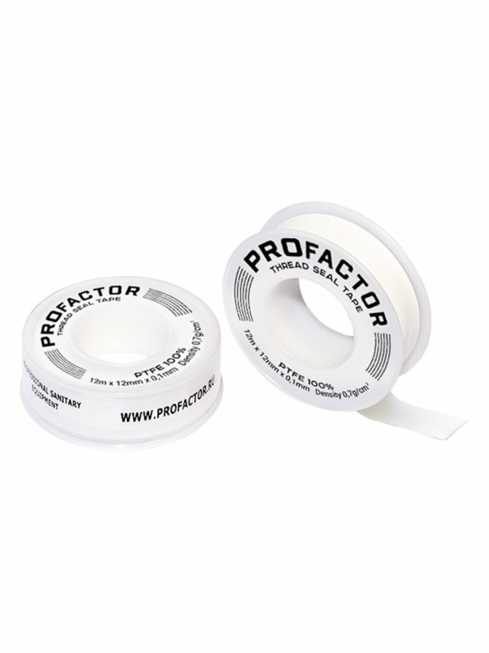Лента ФУМ для воды ProFactor PF FE 532, 12 м х 12 мм х 0.1 мм, профессиональная уплотнительная лента, белая