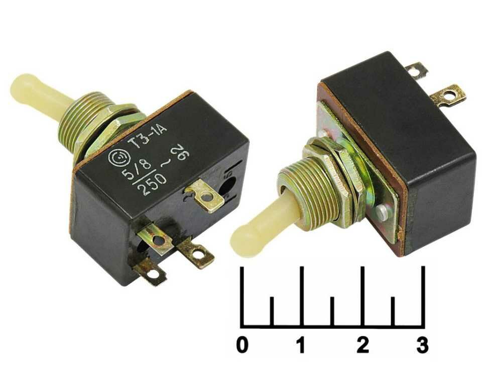 Тумблер 250/5 220V 8A Т3-1А 2-х позиционный с фиксацией 4 контакта